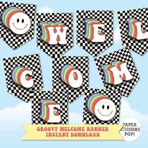 Groovy Welcome Banner, Rainbow Welcome Banner, Groovy Garland, Groovy ...