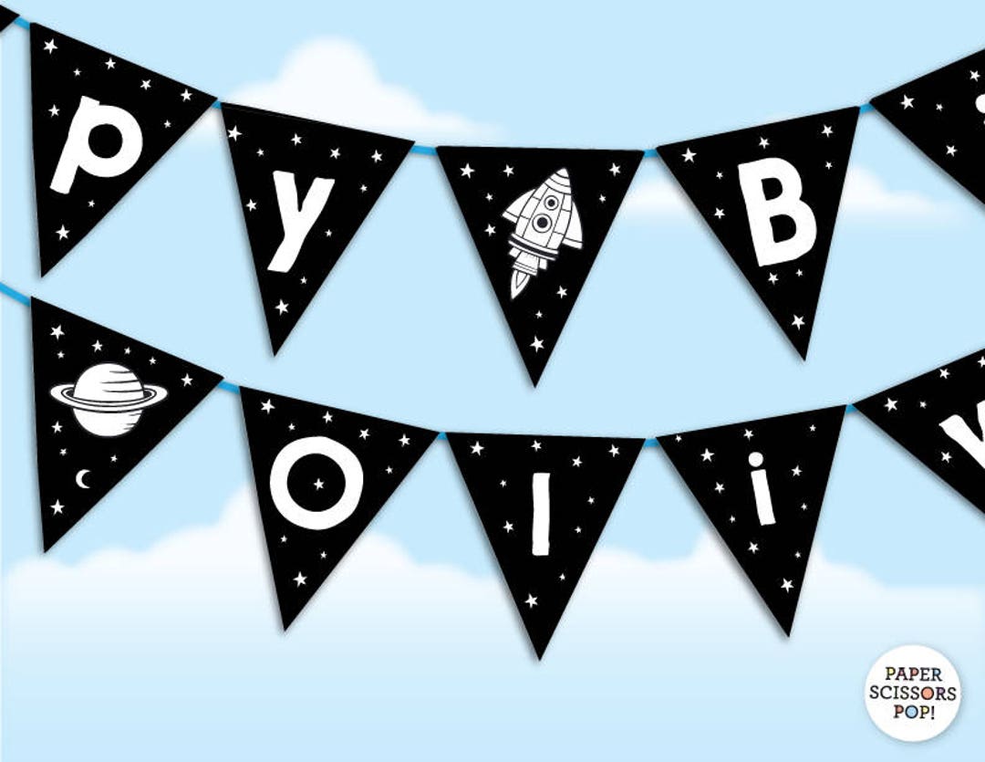 Rocket Birthday Banner, Space Themed Birthday Banner, Astronaut ...
