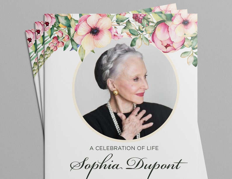 Funeral Program Floral Funeral Program Personalized Flowers - Etsy
