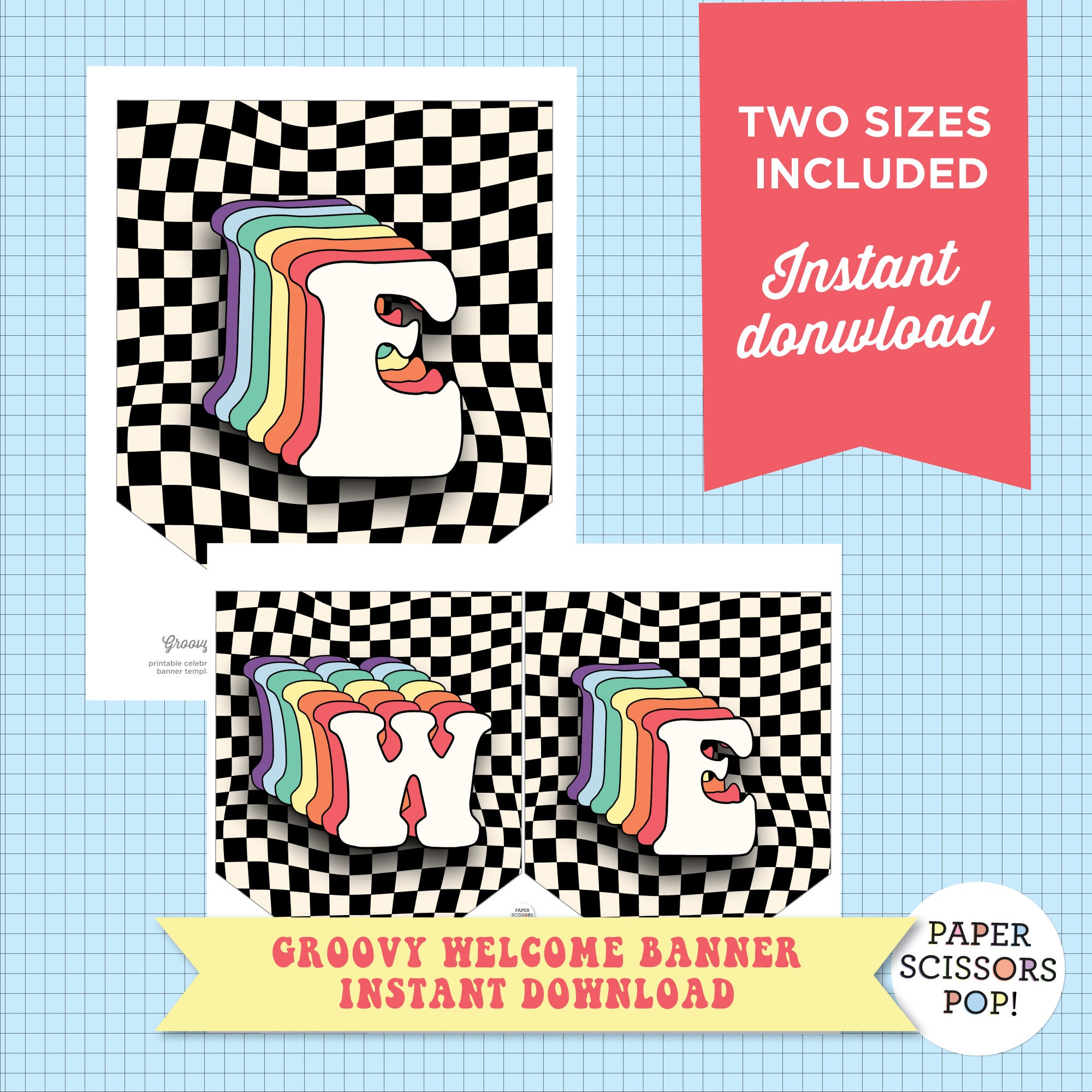 Groovy Welcome Banner, Rainbow Welcome Banner, Groovy Garland, Groovy ...