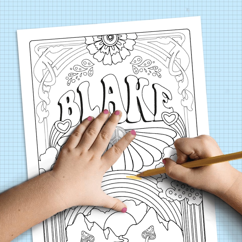 Retro Custom Coloring Page Printable, Girls Coloring Page, Adult ...