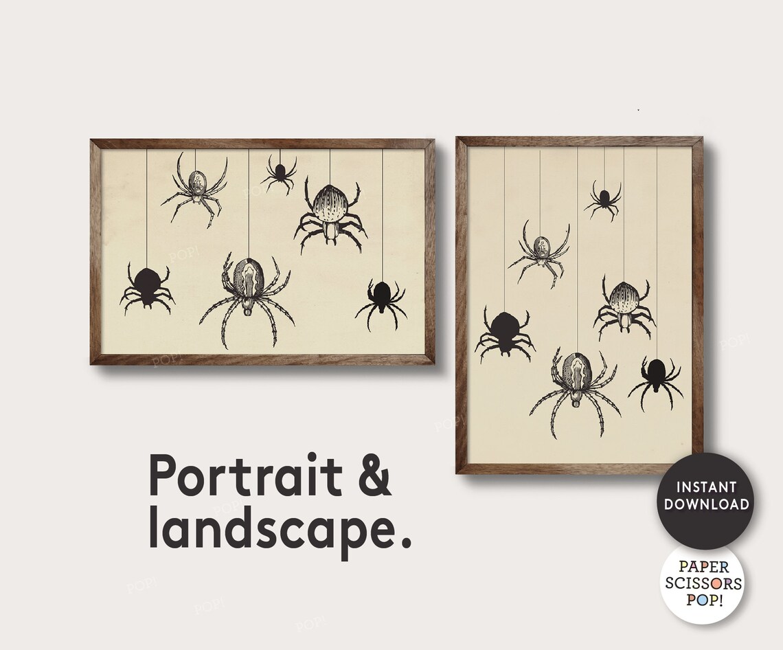 Vintage Spider Wall Art Printable Poster Spider Halloween - Etsy