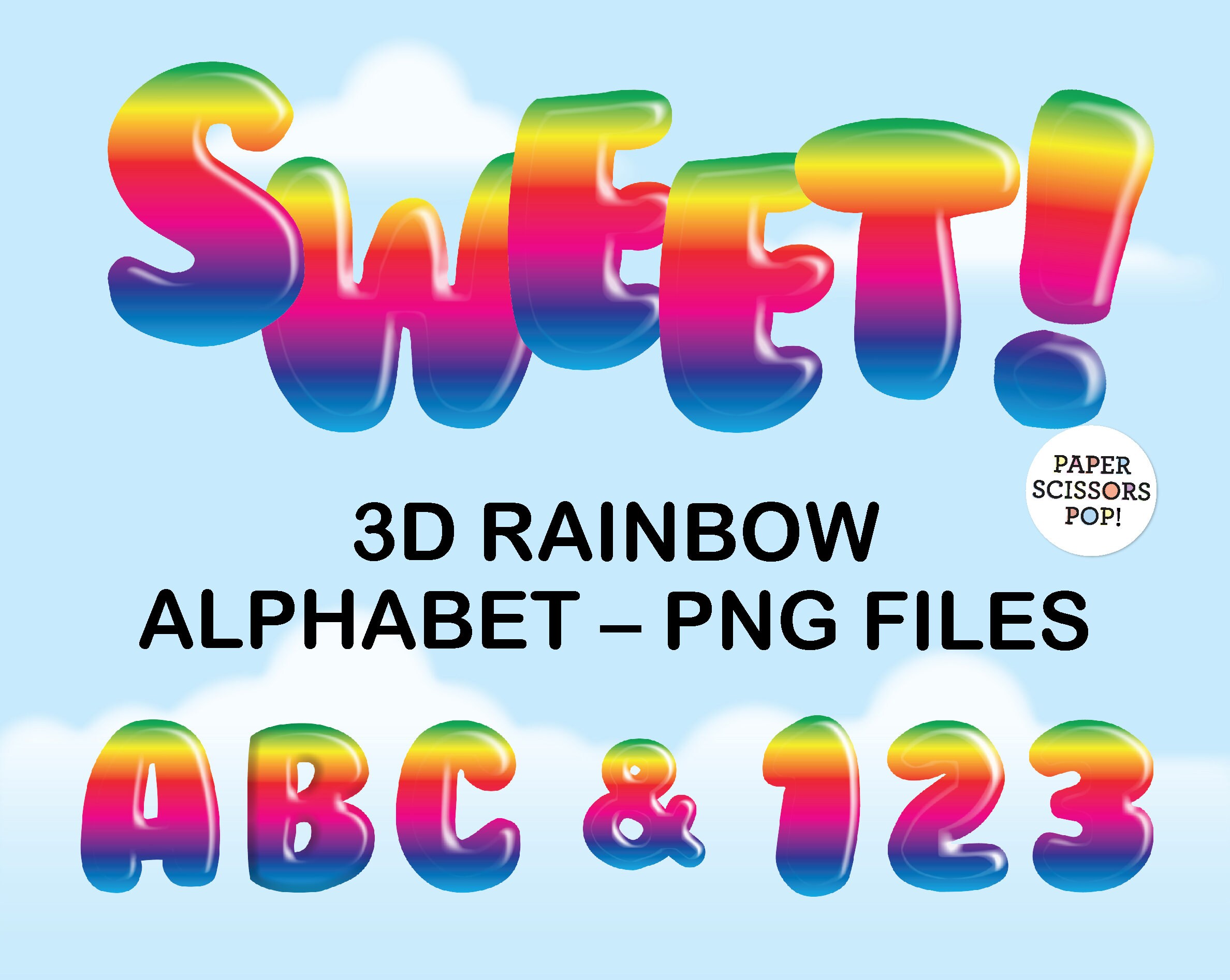Rainbow Alphabet Png, Colorful Font Numbers and Symbols, Rainbow ...