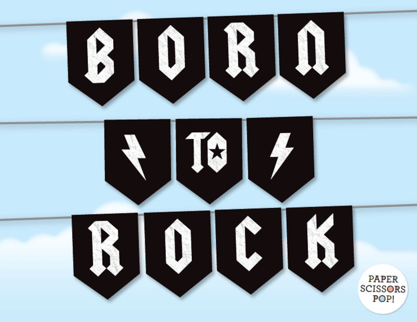 Born to Rock Banner One Rocks Banner Template Instant - Etsy