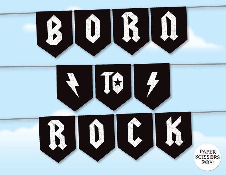 Born to Rock Banner One Rocks Banner Template Instant - Etsy