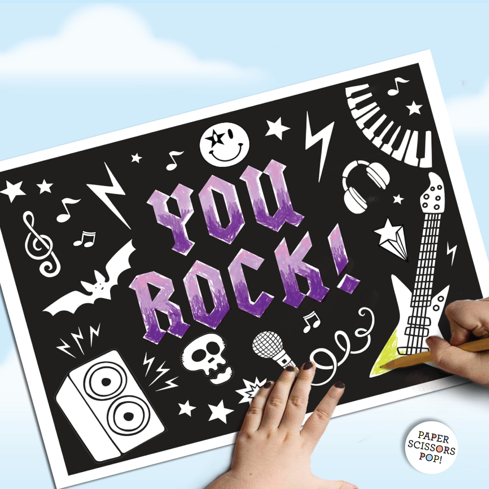 You Rock Music Coloring Pages for Kids and Adults Music | Etsy