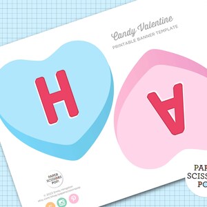Happy Valentine's Day Banner, Pastel Conversation Hearts Decoration ...