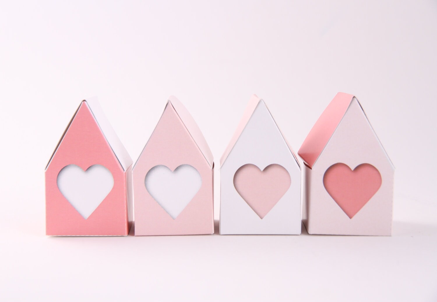 Pastel Pink Heart Houses Wedding Favor Gift Boxes Baby Shower | Etsy