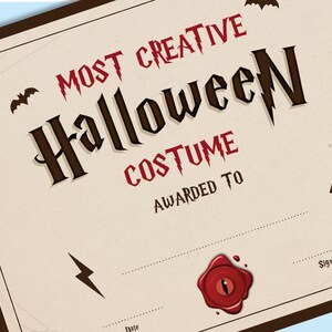 Halloween Costume Award Certificate Bundle, Printable Halloween ...