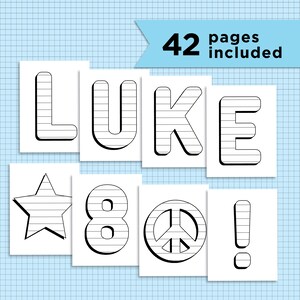 Striped Alphabet Coloring Pages, Includes Printable Letters and Numbers ...