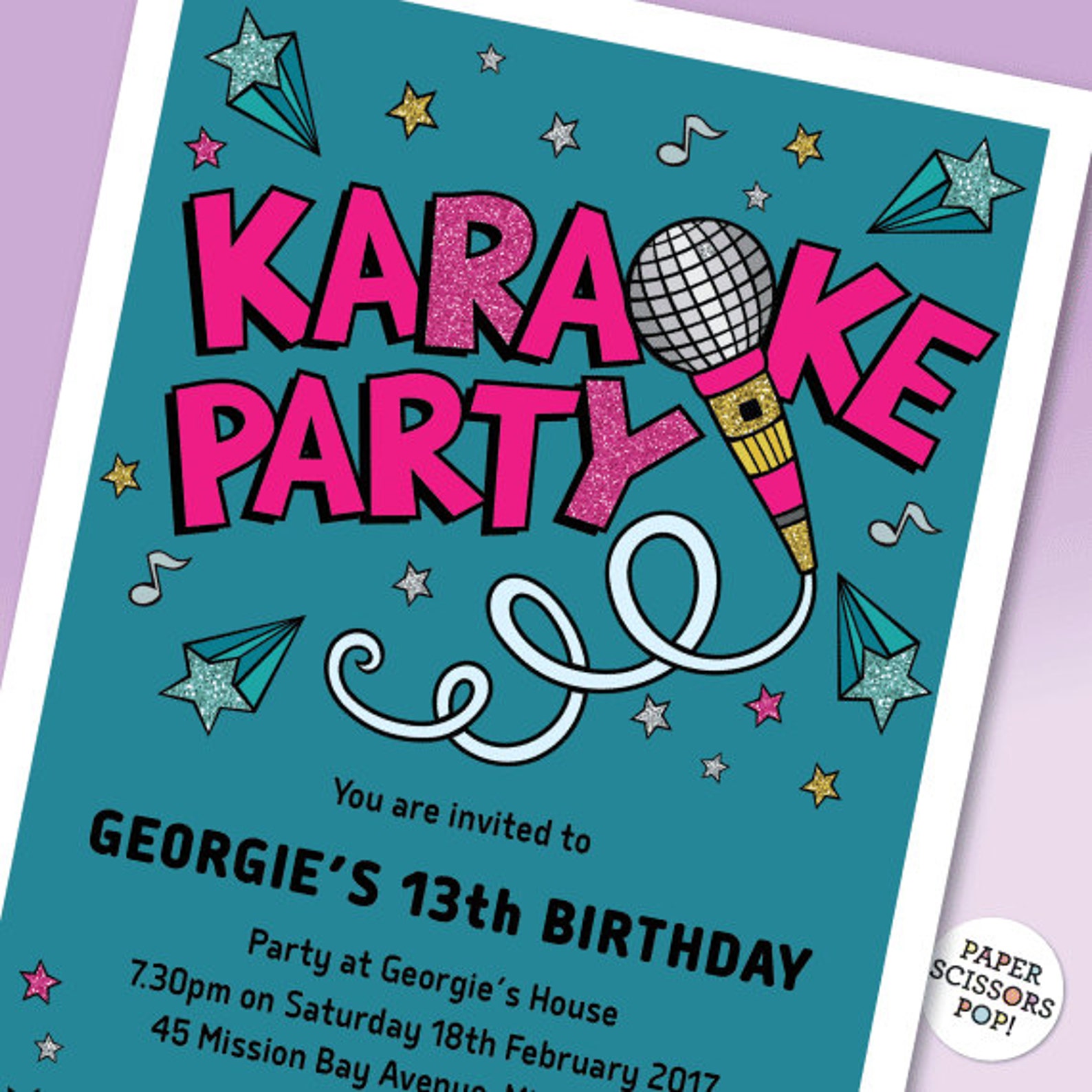 Karaoke Invite, Editable Invitation, Karaoke Party Invitation, Rock ...