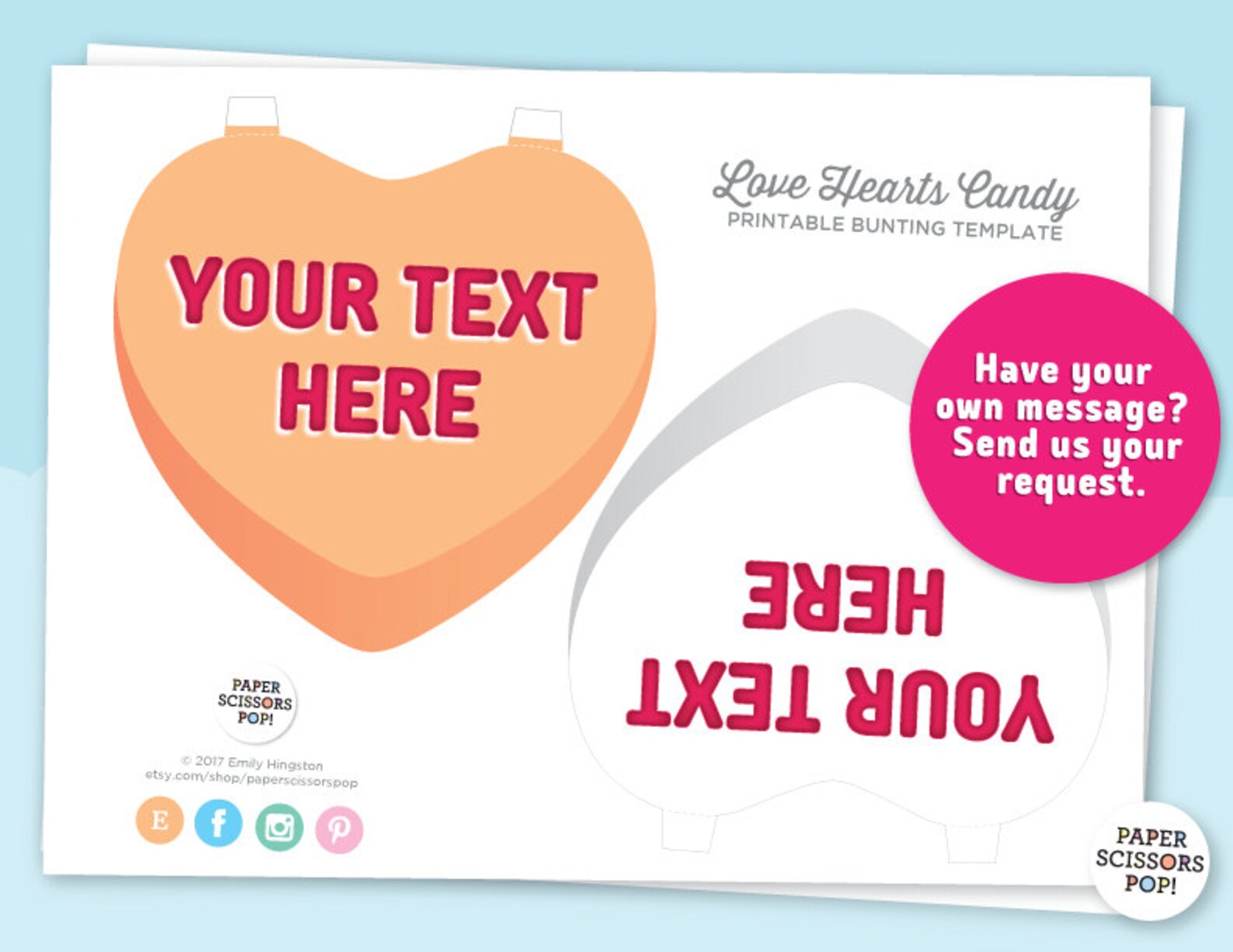 Heart Candy Printable Banner Pennant Valentines Gift, Pastel Wedding ...
