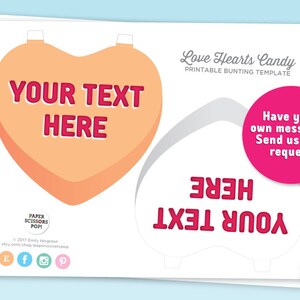 Heart Candy Printable Banner Pennant Valentines Gift, Pastel Wedding ...