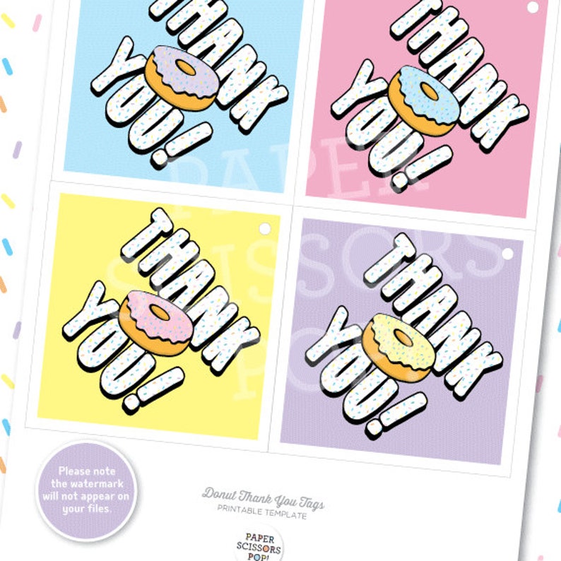 Donut Thank You Gift Tags Doughnut Favors Doughnut Gift - Etsy New Zealand