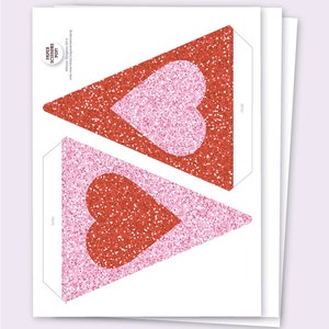 Love Hearts Banner, Pink and Red Glitter Party Decor Sweet Hearts ...
