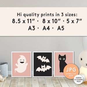 Pastel Halloween Wall Art Set of 12, Cute Halloween Wall Art Gallery ...