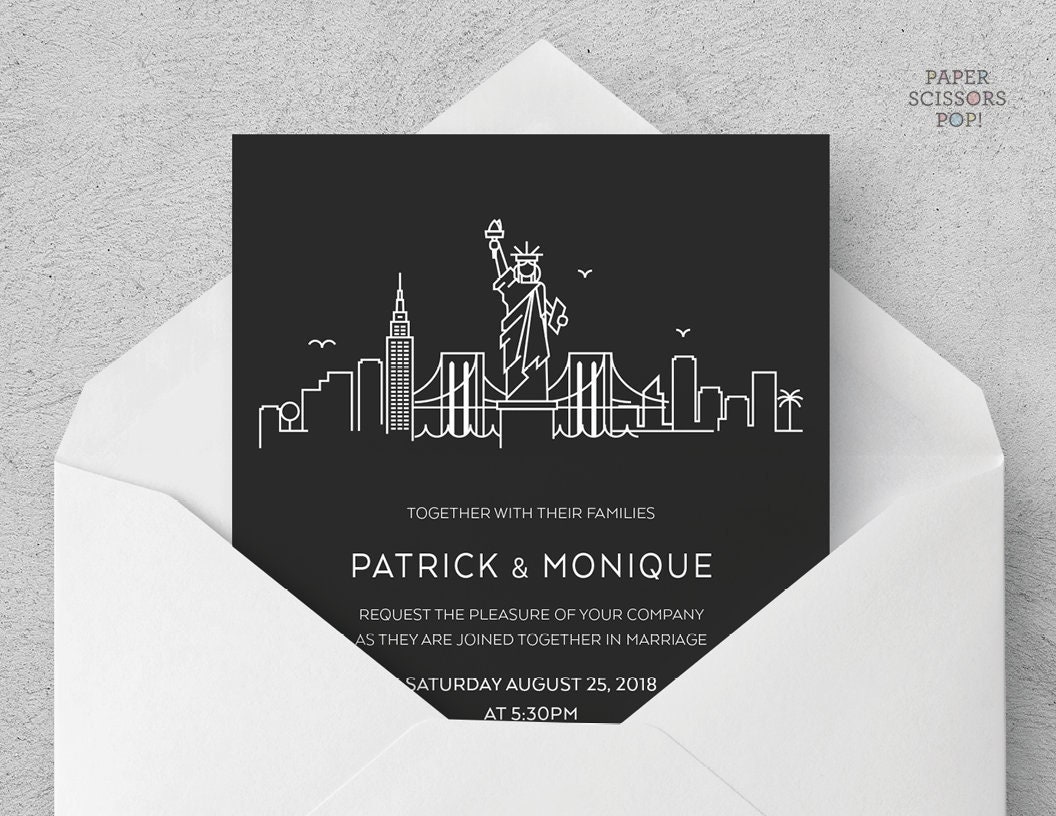 New York Invitation New York Wedding Invitation Minimalist | Etsy