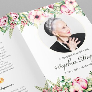 Funeral Program, Floral Funeral Program, Personalized Flowers Order of ...