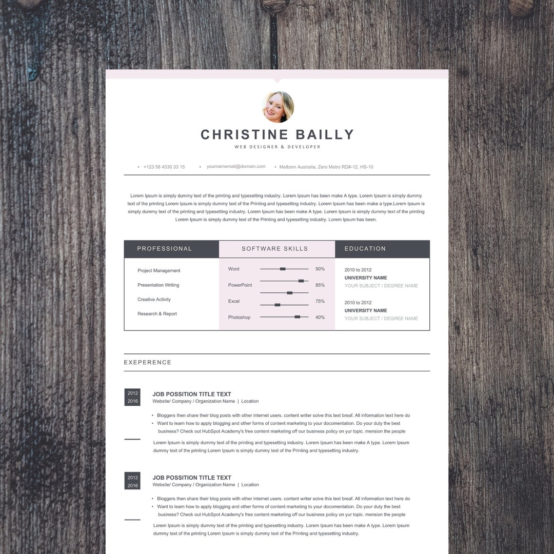 Buy Clean Resume Template MS Word Cv Template Google Docs Online in ...
