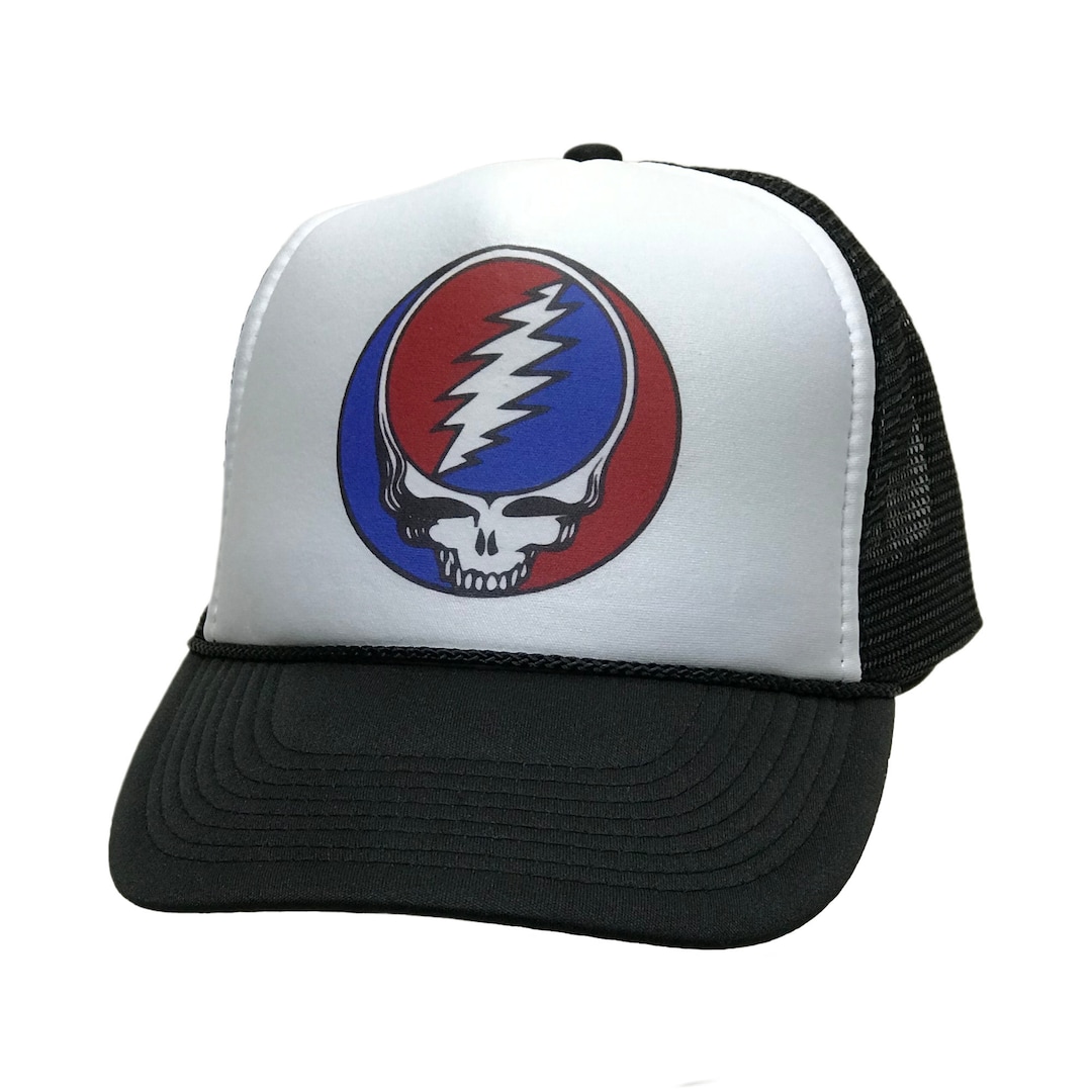 Grateful Dead Black Steal Your Face Trucker Cap, Classic Grateful Dead ...