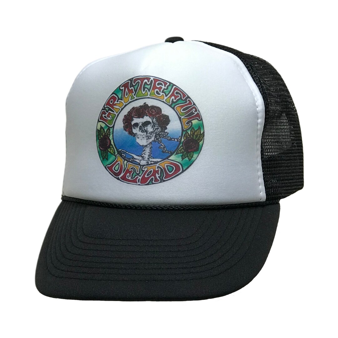 Grateful Dead Black Skull & Roses Trucker Cap, Classic Grateful Dead ...