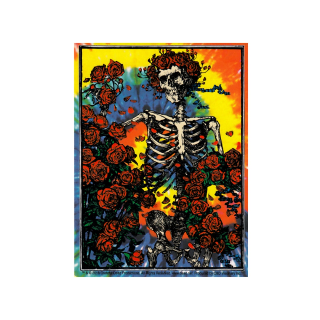 Grateful Dead Skull & Roses Sticker, Bertha Tie Dye Swirl, Bumper ...