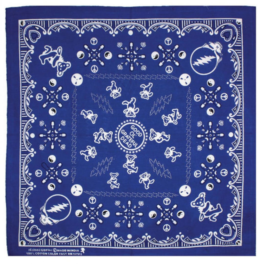 Good Ol’ Grateful Dead Blue Stealie Bandana, Steal Your Face, Dancing ...