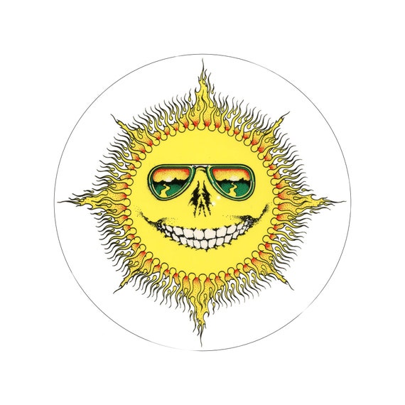 Grateful Dead Smiling Skeleton Sun Sticker Window Decal | Etsy