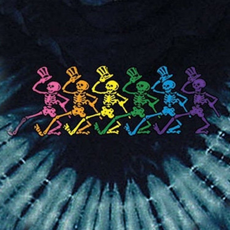 Grateful Dead Dancing Skeletons Tie Dye Shirt | Rainbow, Psychedelic ...