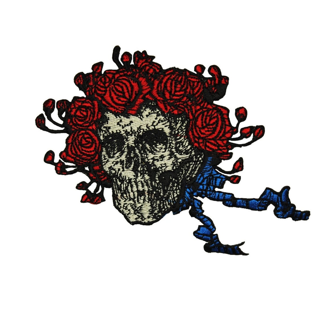 Grateful Dead Bertha Patch, Skull and Roses, Embroidered, Iron On ...
