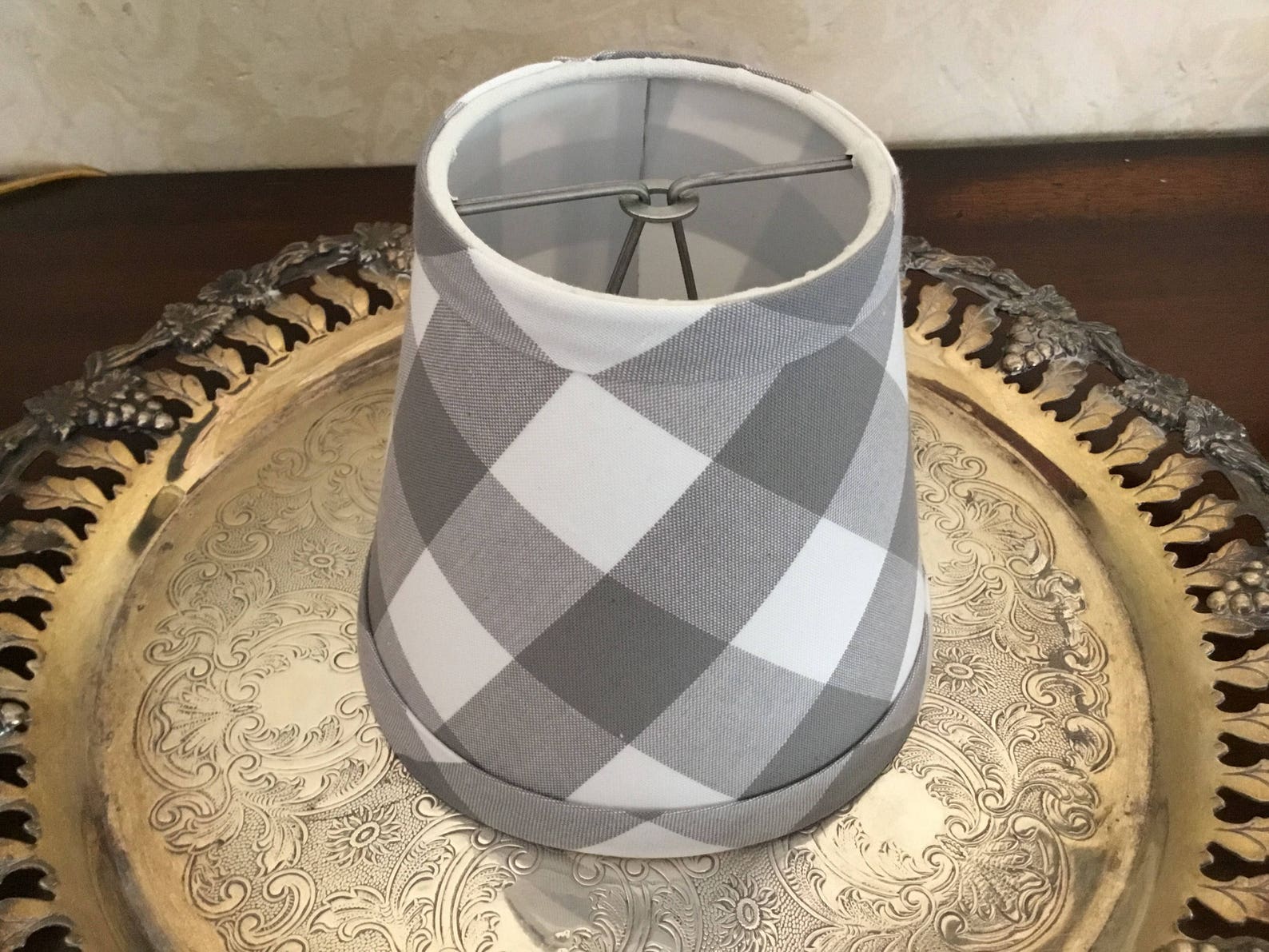 Grey and white buffalo check gingham chandelier lampshade | Etsy