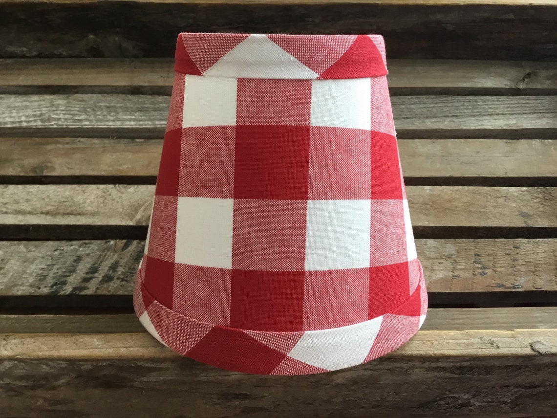Red and White Buffalo Check Gingham Chandelier Lampshade Large - Etsy
