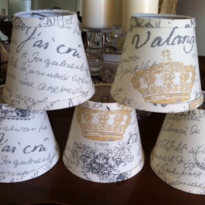Chandelier Lampshades Rustic French Script in a Natural Cotton Black ...