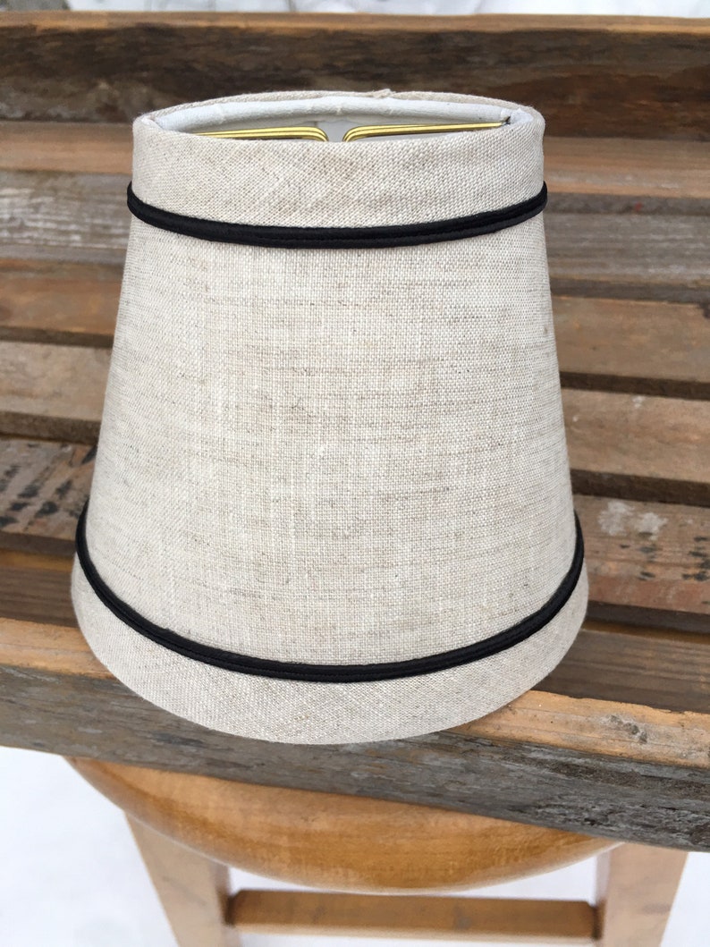 Linen Cream Lampshade Black Trim Linen Chandelier Lampshade - Etsy
