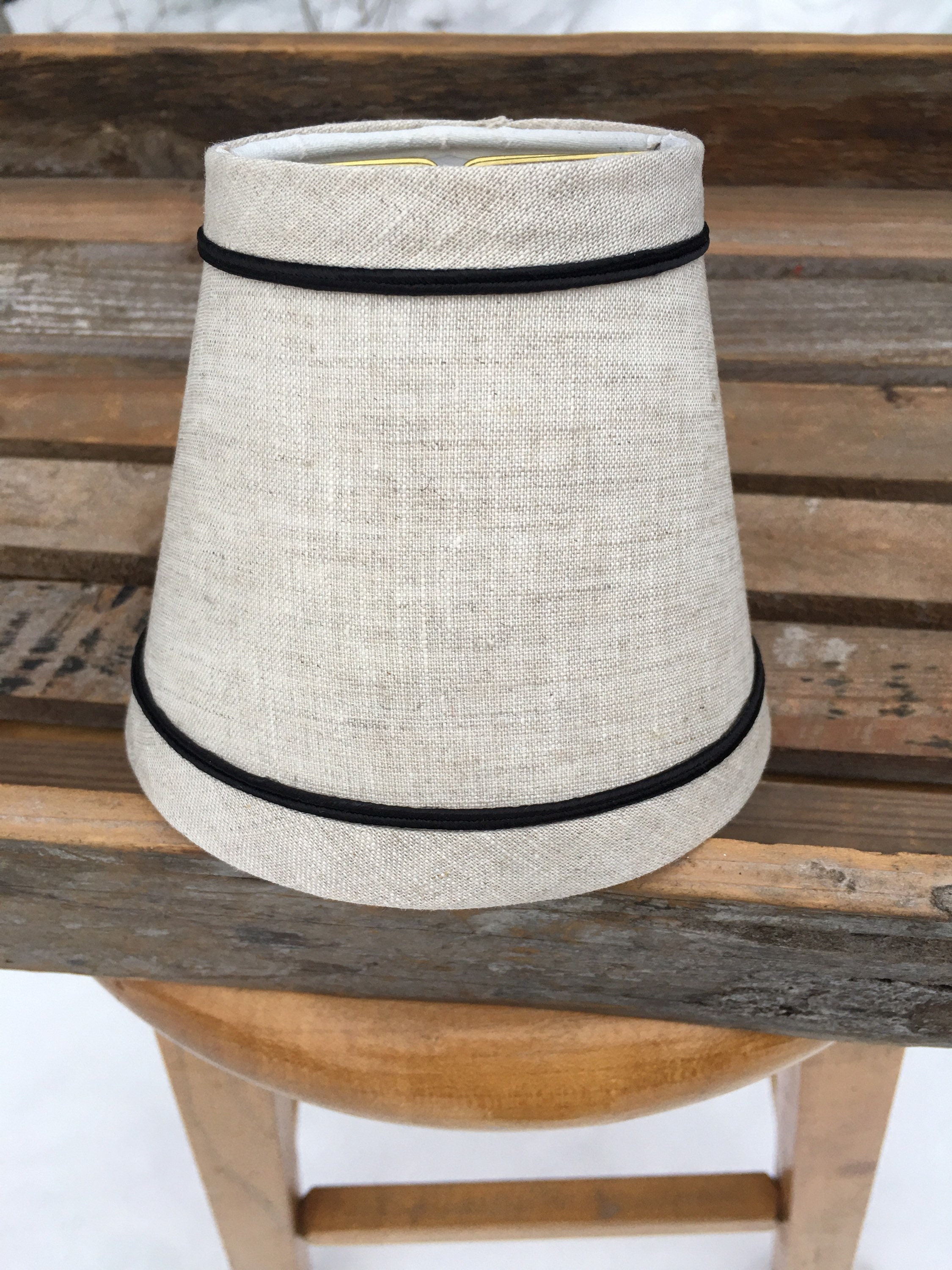 Linen Cream Lampshade Black Trim Linen Chandelier Lampshade | Etsy UK