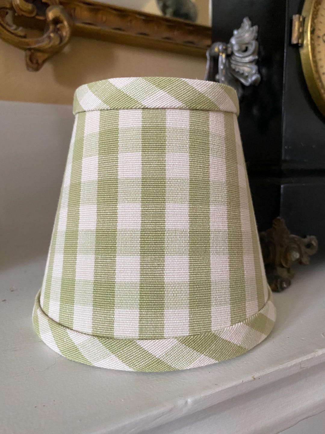 Sage Grass and Cream Gingham Check Chandelier Lampshade Clip Fitter - Etsy