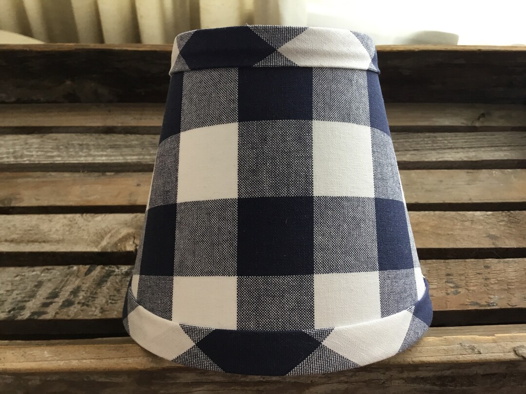 Navy Lampshade Buffalo Check Gingham Chandelier Lampshade - Etsy