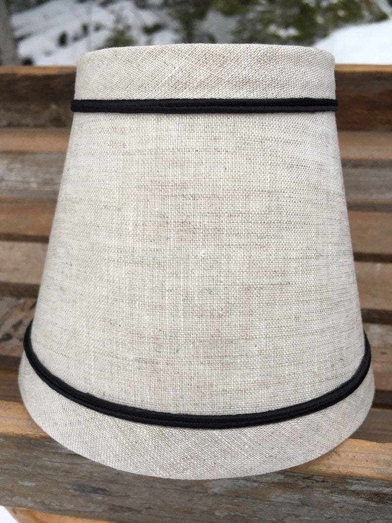Linen Cream Lampshade Black Trim Linen Chandelier Lampshade - Etsy