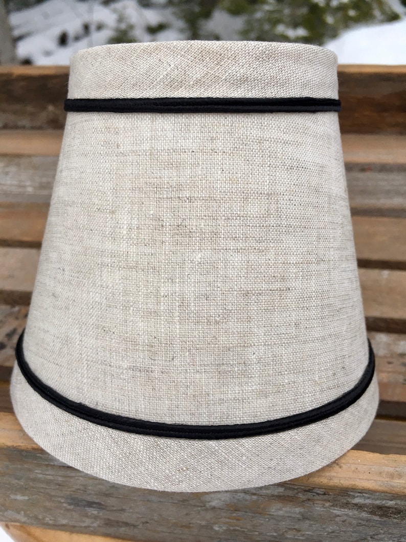 Linen Cream Lampshade Black Trim Linen Chandelier Lampshade - Etsy