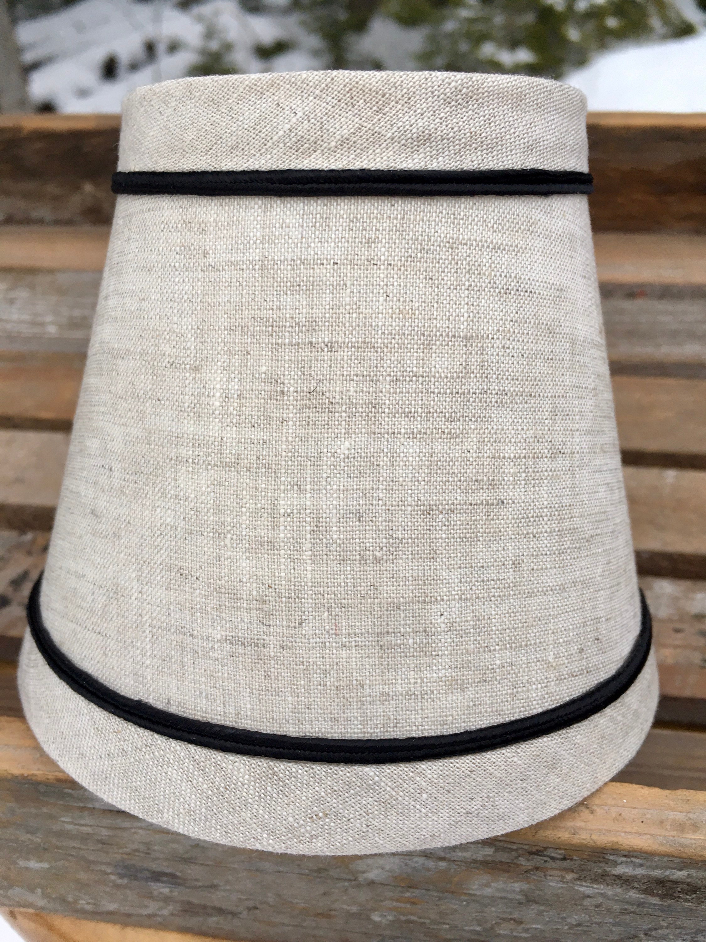 Linen Cream Lampshade Black Trim Linen Chandelier Lampshade | Etsy