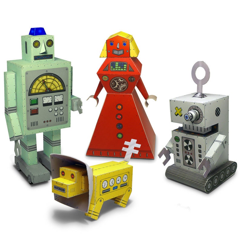 Robots Craft Kit Paper Toys Child Activity Book DIY Robots - Etsy