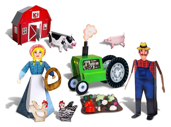 Farm Animals Paper Craft Animals Farm Building Kit Farm Kit - Etsy
