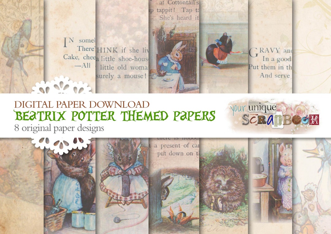 Beatrix Potter - 8 Digital Papers - Appley Dapply's Nursery Rhymes ...