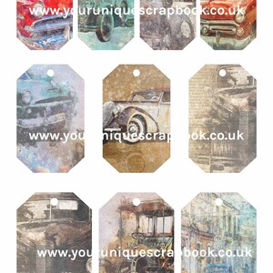 Vintage Car Themed Gift Tags and Envelopes - 48 Gift Tags and 6 ...