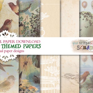 Bird Themed Paper - 10 Sheets - Scrapbooking Journal Paper - Digital ...