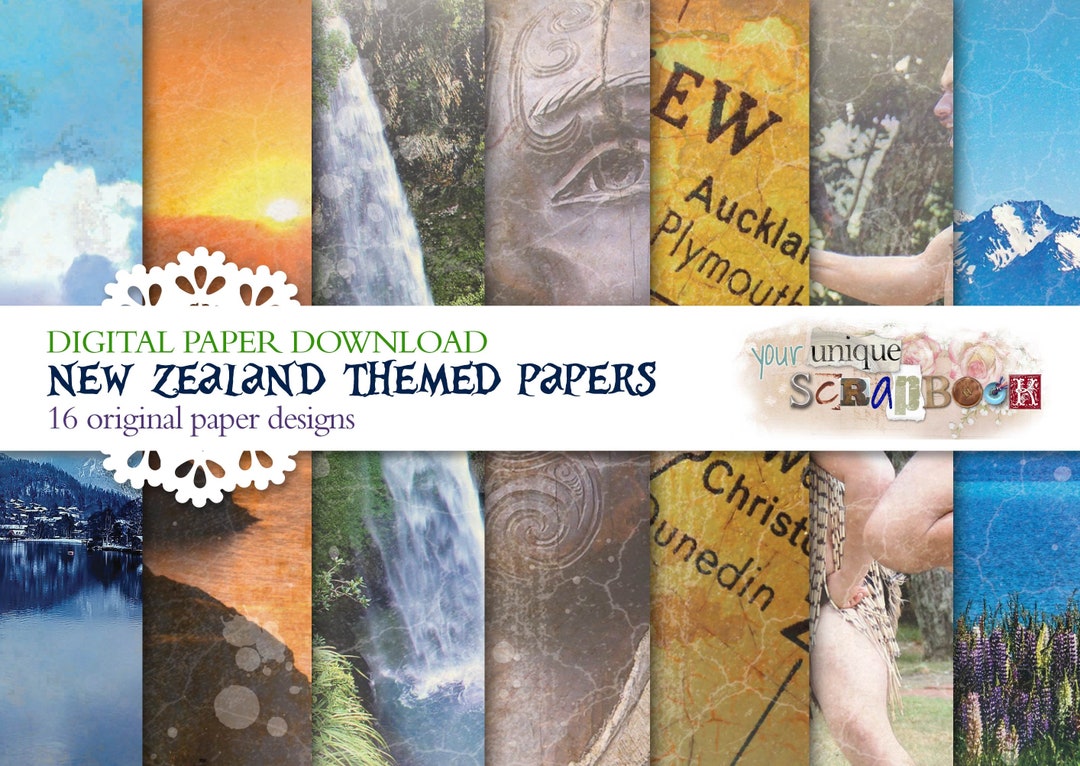 New Zealand 16 Digital Papers Scrapbooking Journal Paper Digital ...