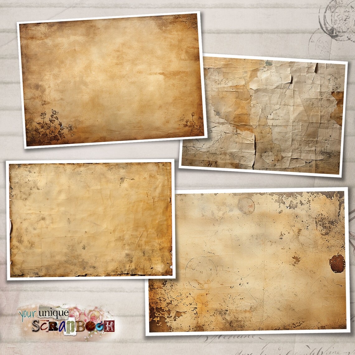 30 Old Paper Backgrounds, Vintage Printable Papers, Digital Art Pack ...