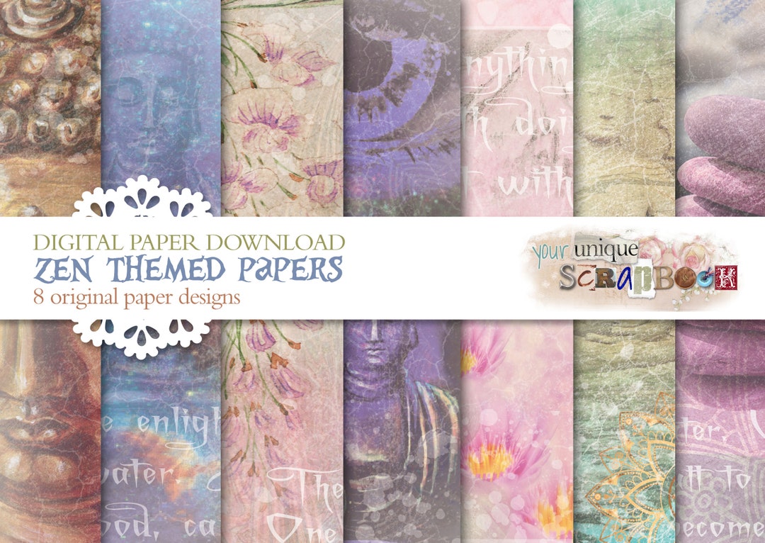 Zen Themed - 8 Digital Paper - Scrapbooking Journal Paper - Digital ...