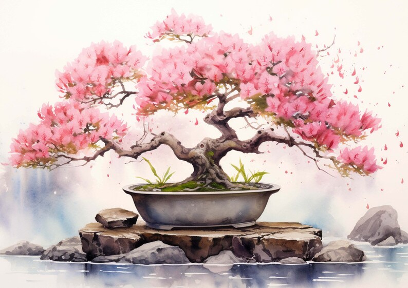 The Art of Bonsai - 14 Themed Digital Paper - Bonsai Tree ...
