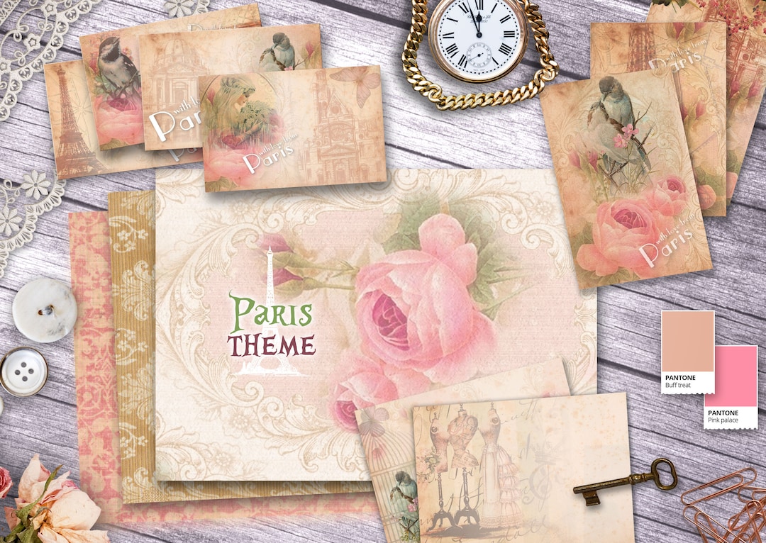 PARIS Theme - Scrapbooking Journal Paper - Vintage Themed - Digital ...